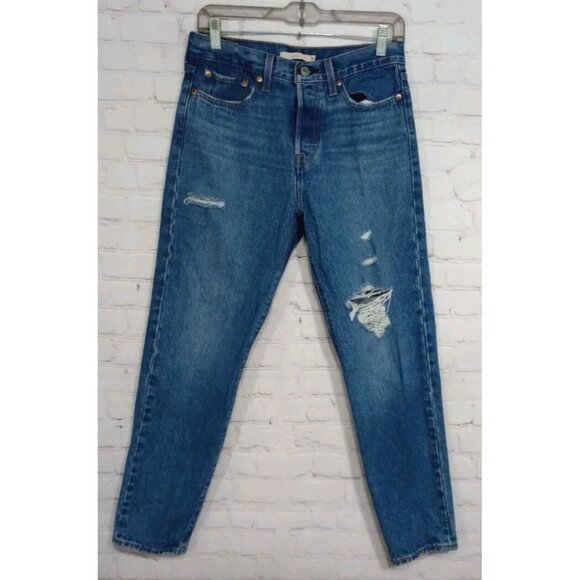 Levi's | Jeans | Levis Premium Wedgie Straight Blue Jeans Button Fly High Rise Denim Womens 28 ...